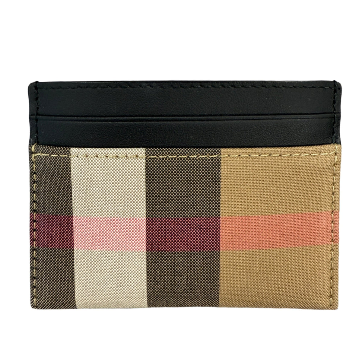 Burberry Leather & Canvas Classic Check Card Holder - Outlet Sale ...
