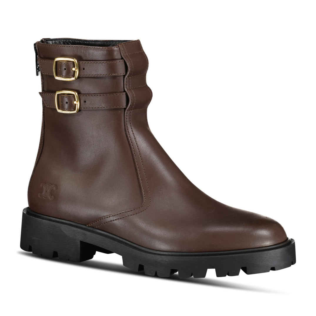 Celine Margaret Calfskin Double Buckle Brown Boots - Outlet Sale Always Under Retail – Boinclo
