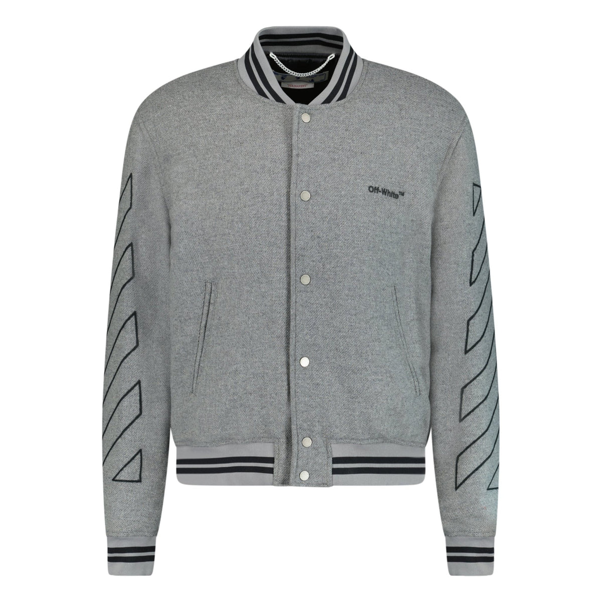 Off-White Diagonal Outline Varsity Jacket Grey - Outlet Sale Always ...
