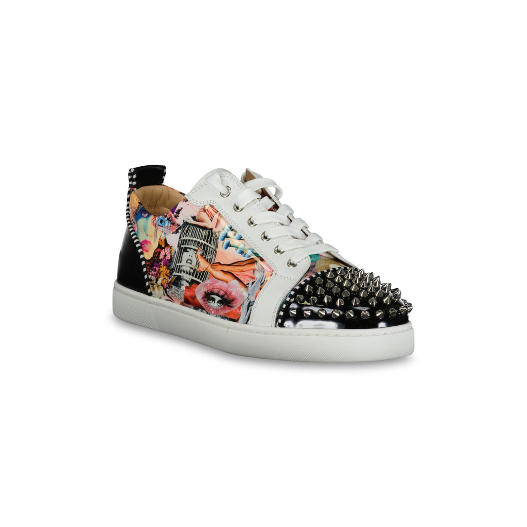 CHRISTIAN LOUBOUTIN LOUIS JUNIOR SPIKES ORLATO FLAT MULTI/SILVER ...